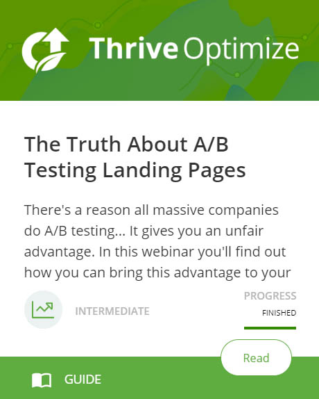 Thrive Optimize Tutorials Thrive Optimize Tutorials
