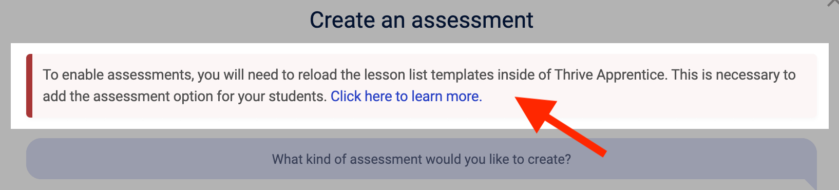 New: Assessments for Thrive Apprentice