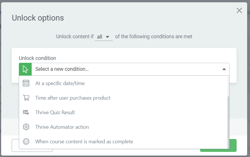 Setting up the Unlock Conditions for Drip Schedules - Thrive Themes Setting up the Unlock Conditions for Drip Schedules - Thrive Themes